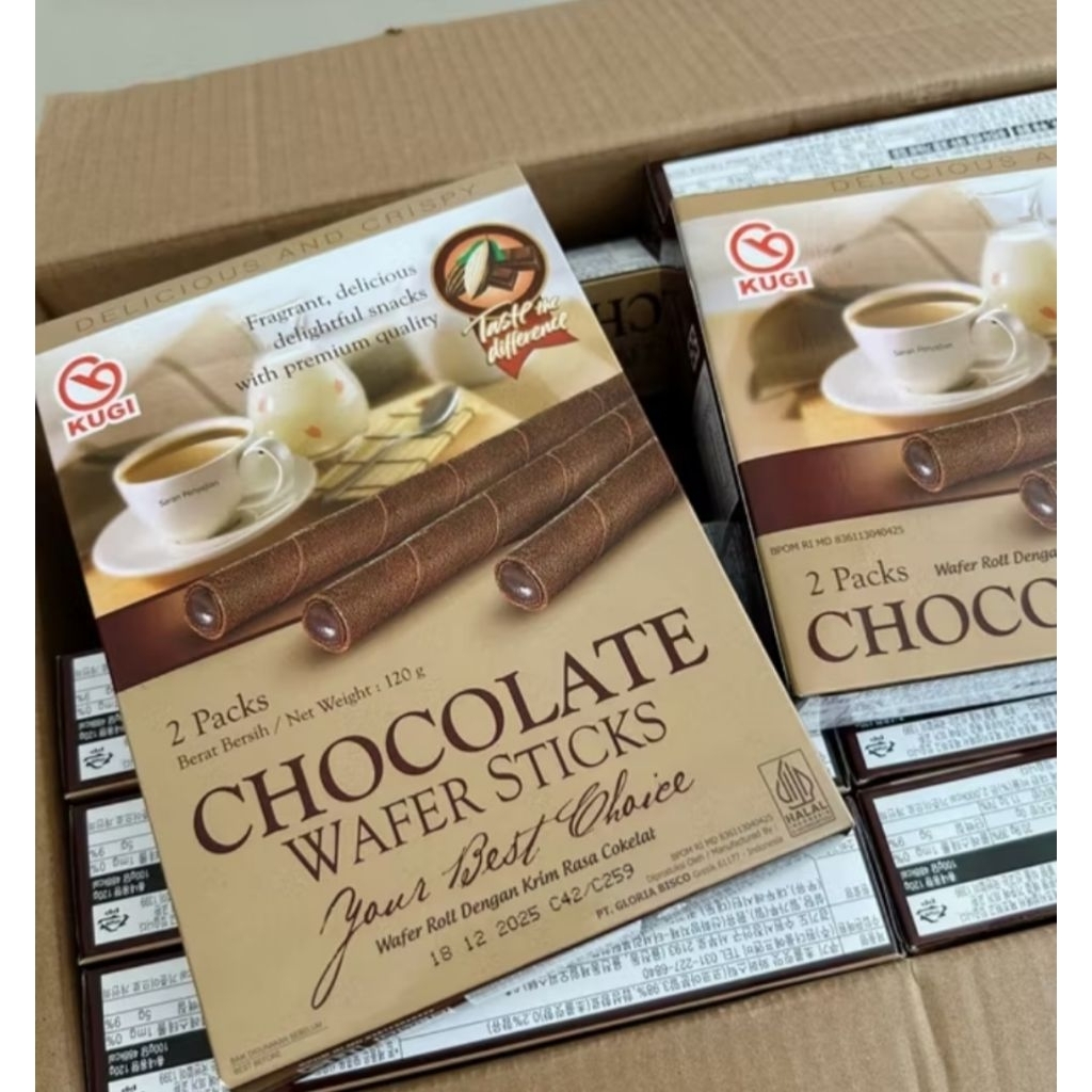 Jual kugi wafer roll coklat/vanila/strawberry | Shopee Indonesia