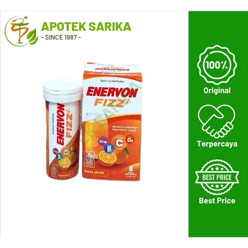 Jual Enervon Fizz Vitamin C D3 B Kompleks Zinc Rasa Jeruk 8 Tablet ...