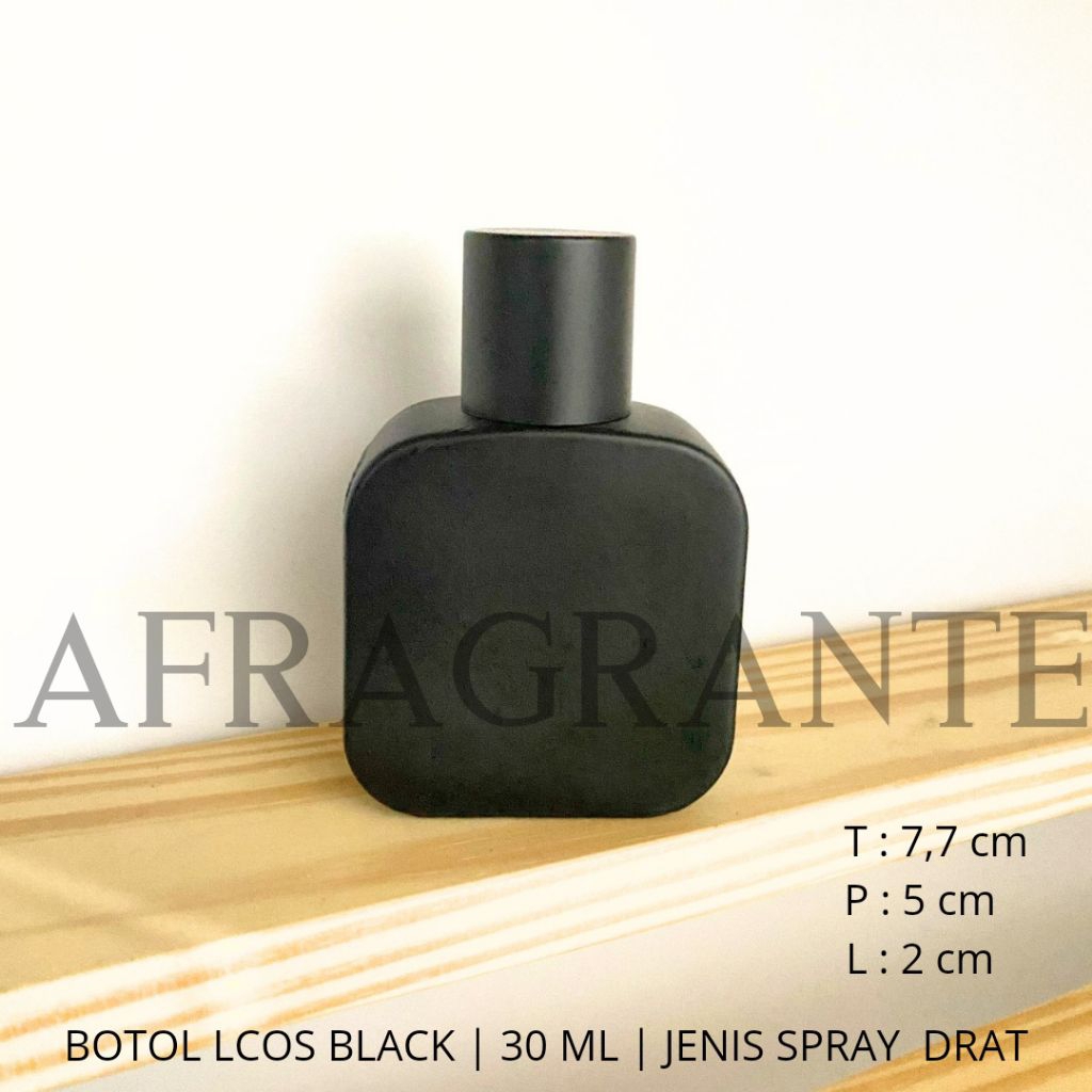 Jual botol parfum essential lcos 30 ml full hitam drat ecer- botol ...
