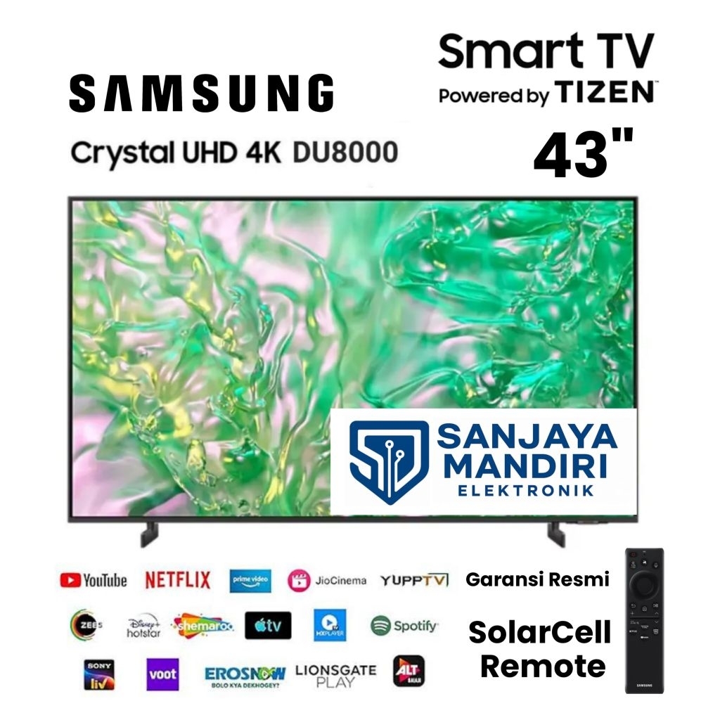 Jual SAMSUNG Crystal 4K UHD 43DU8000 Smart TV TizenOS SolarCell Remote ...