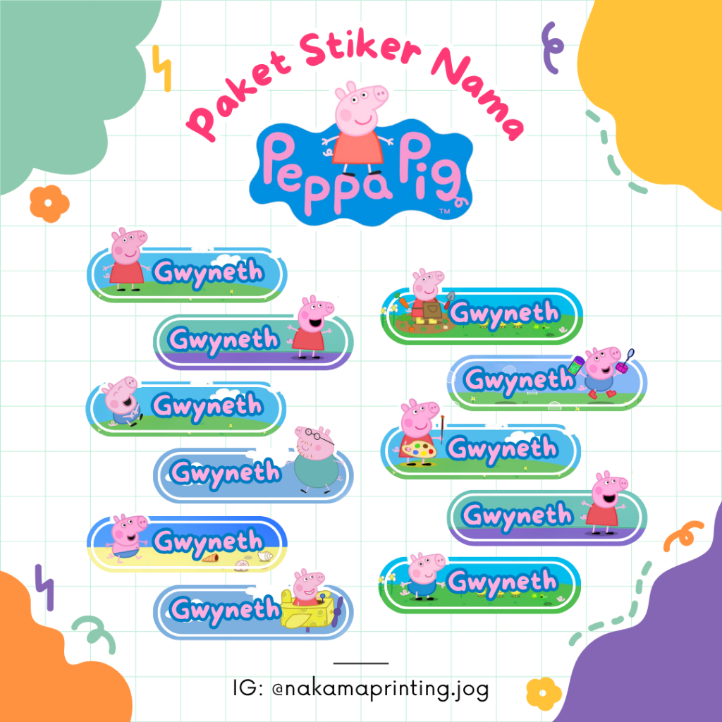 Jual Stiker Sticker Nama PEPPA PIG Label Nama Anak Anti Air | Shopee ...