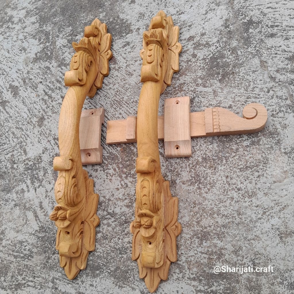 Jual handle pintu set kunci gembok antik kayu jati 47cm | Shopee Indonesia