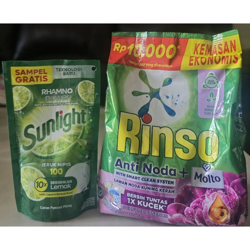 Jual 2 pcs RINSO MOLTO BUBUK 380G + 2 pcs sunlight 92 mL. | Shopee ...