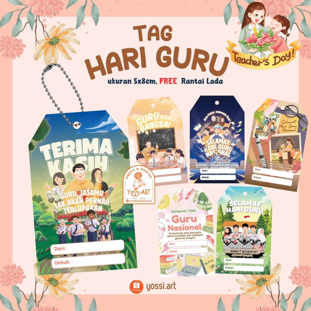 Jual TAG HARI GURU ISI 10 PCS TAG HARI GURU KARTU UCAPAN STIKER HARI ...
