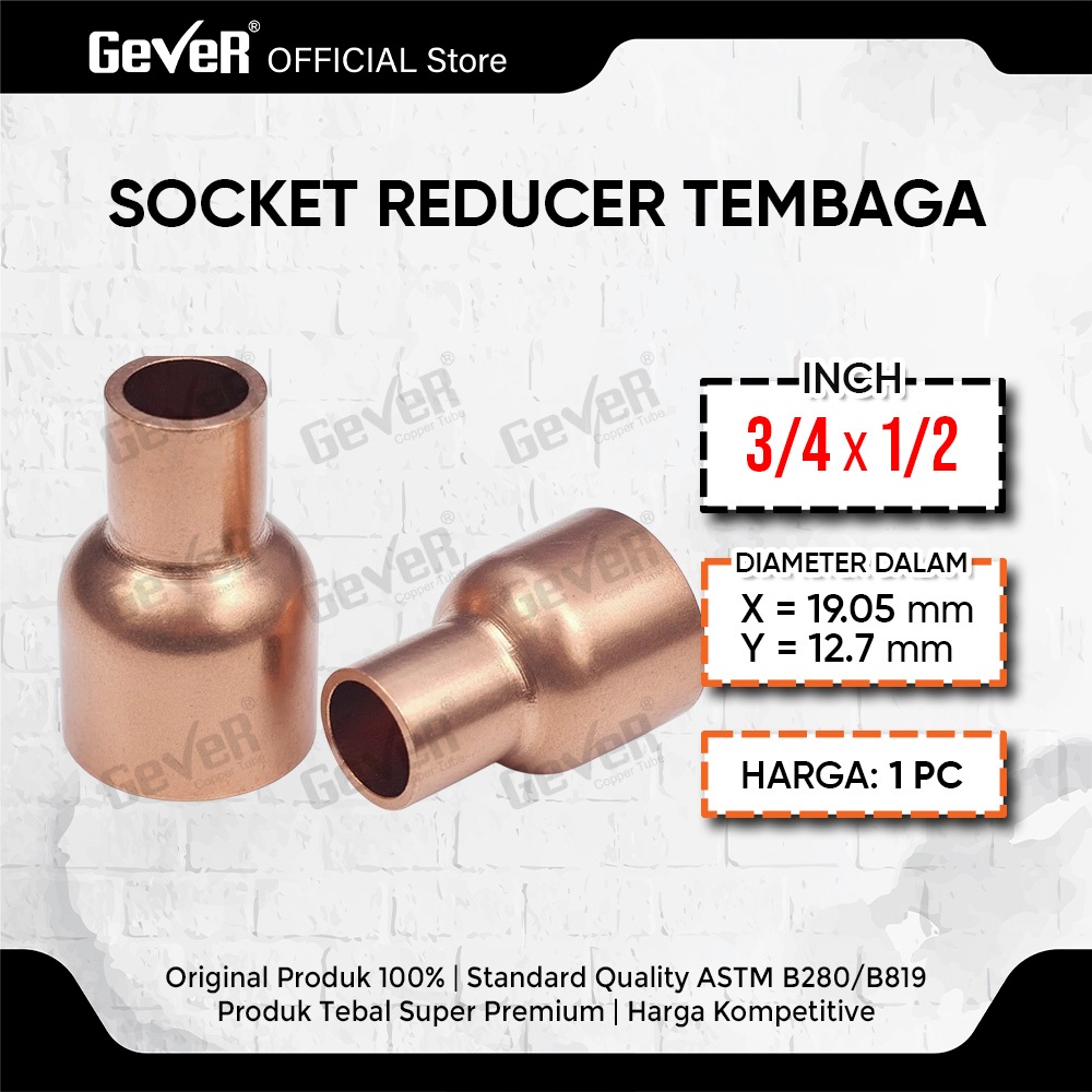 Jual SOCK REDUCER TEMBAGA 3/4 x 1/2 INCH DENJI / Fitting Sambungan Pipa ...
