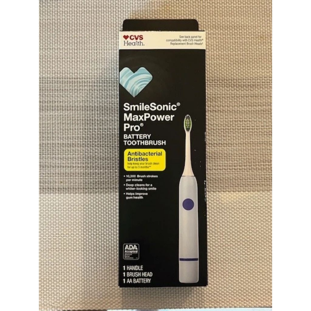 Jual CVS Health SmileSonic MaxPower Pro Battery Toothbrush. | Shopee ...
