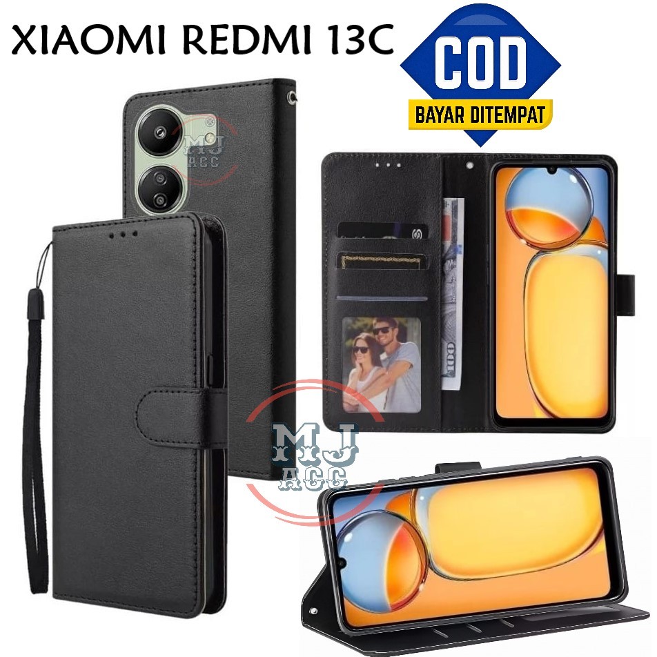 Jual FlipCase Xiaomi Redmi 13C Leather Case Wallet Premium Casing Hp ...