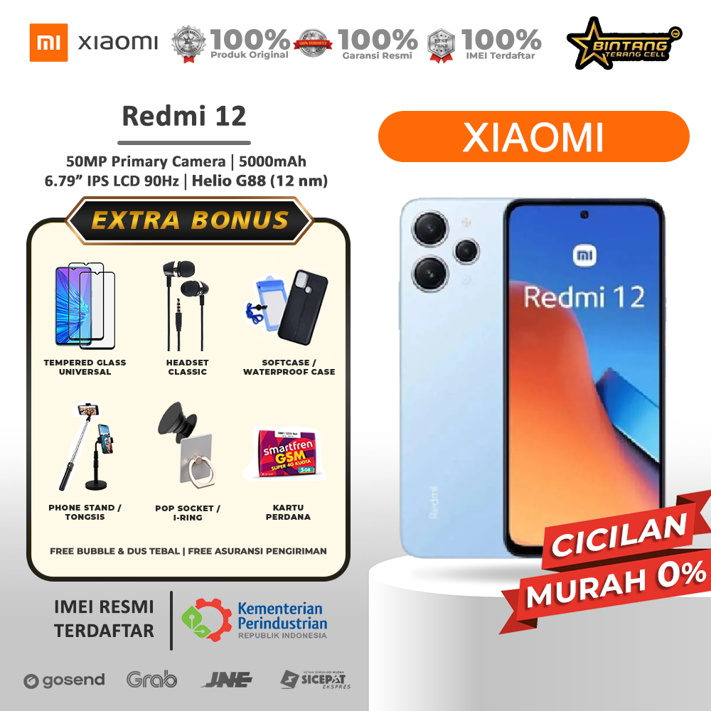 Jual xiaomi redmi 12 ram 8/256gb redmi12 ram 8/128gb garansi resmi ...