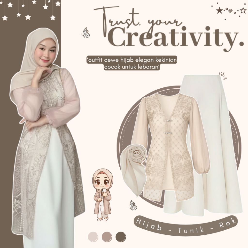 Jual One Set Lebaran Kekinian | Tunik Brukat + Rok + Jilab Bella Square ...