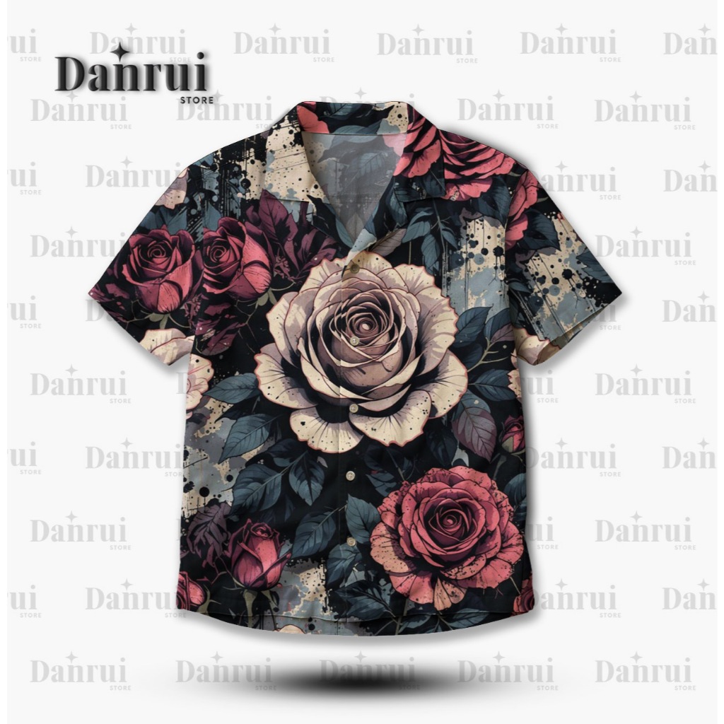 Jual DANRUI Kemeja Motif Bunga Mawar Klasik Vintage – Kemeja Distro ...