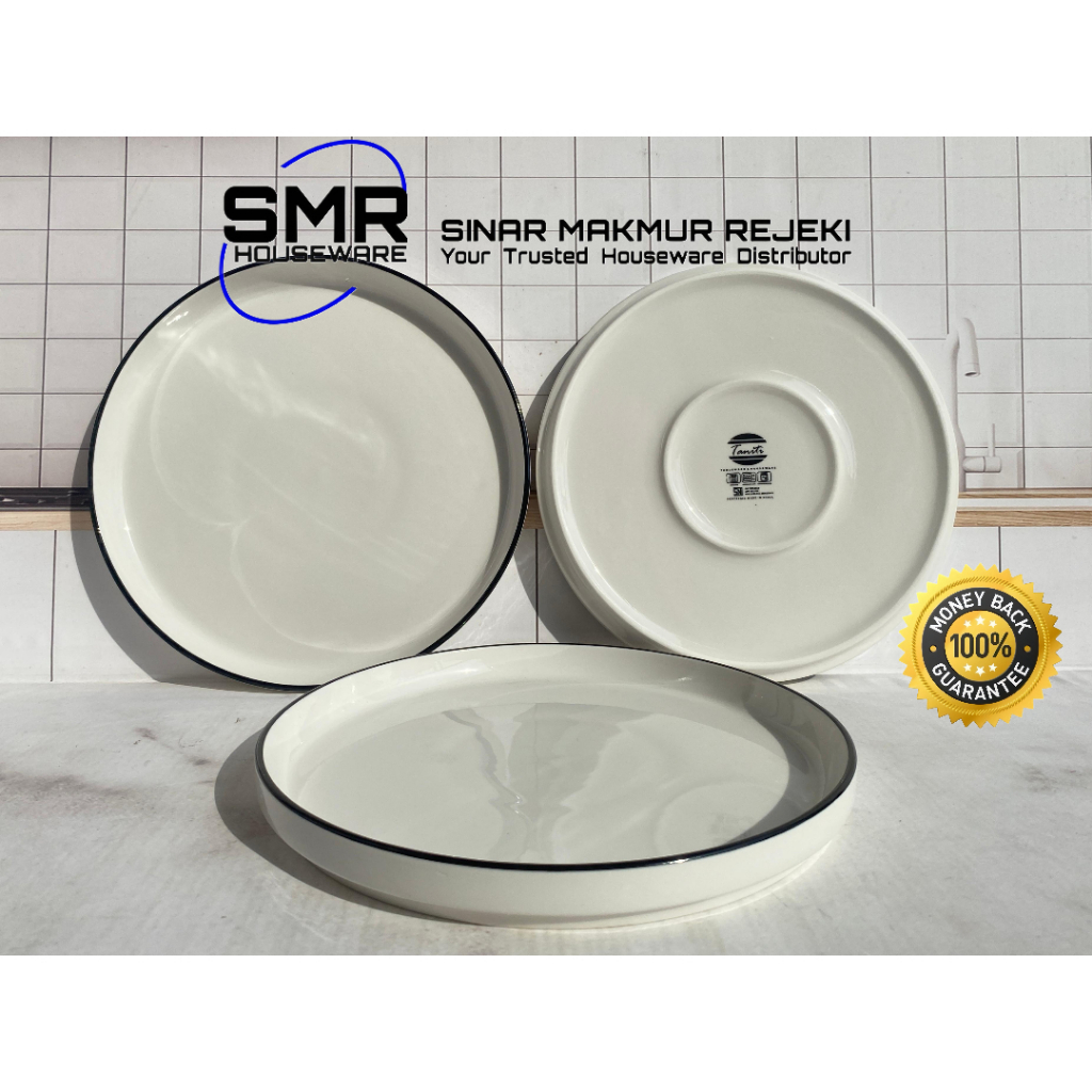 Jual 3 PCS PIRING KERAMIK CEPER PIRING ESTETIK GARIS HITAM PIZZA ...