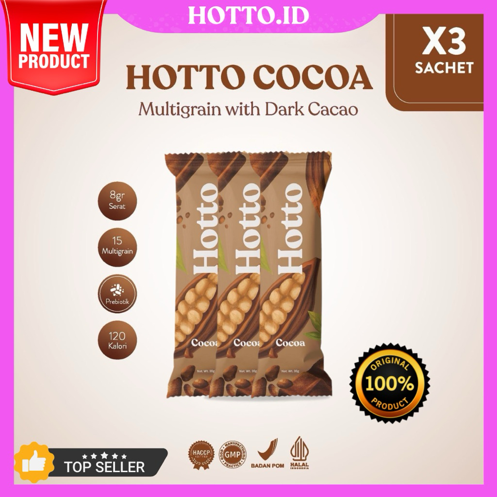Jual HOTTO COCOA COKELAT 3 Sachet Multigrain Dark Cacao | Shopee Indonesia