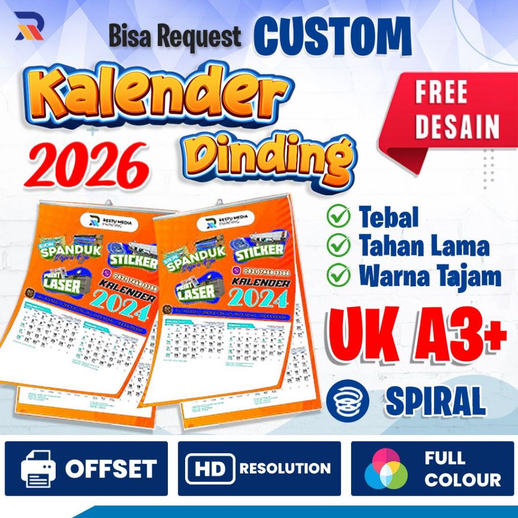 Jual Kalender Dinding Custom A3 LASER | Cetak Kalender Bahan AP 210 ...