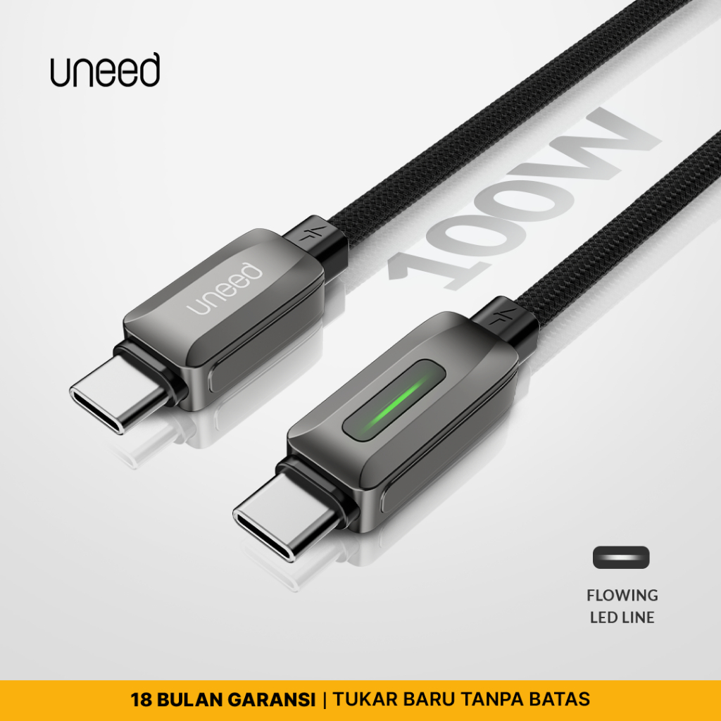Jual UNEED Flowing LED Line Data Cable QC PD 100W Type C to Lightning ...
