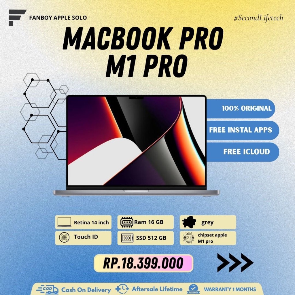 Jual MacBook Pro M1 Pro | Ram 8GB | Ssd 512GB | Retina 14Inch | Second ...