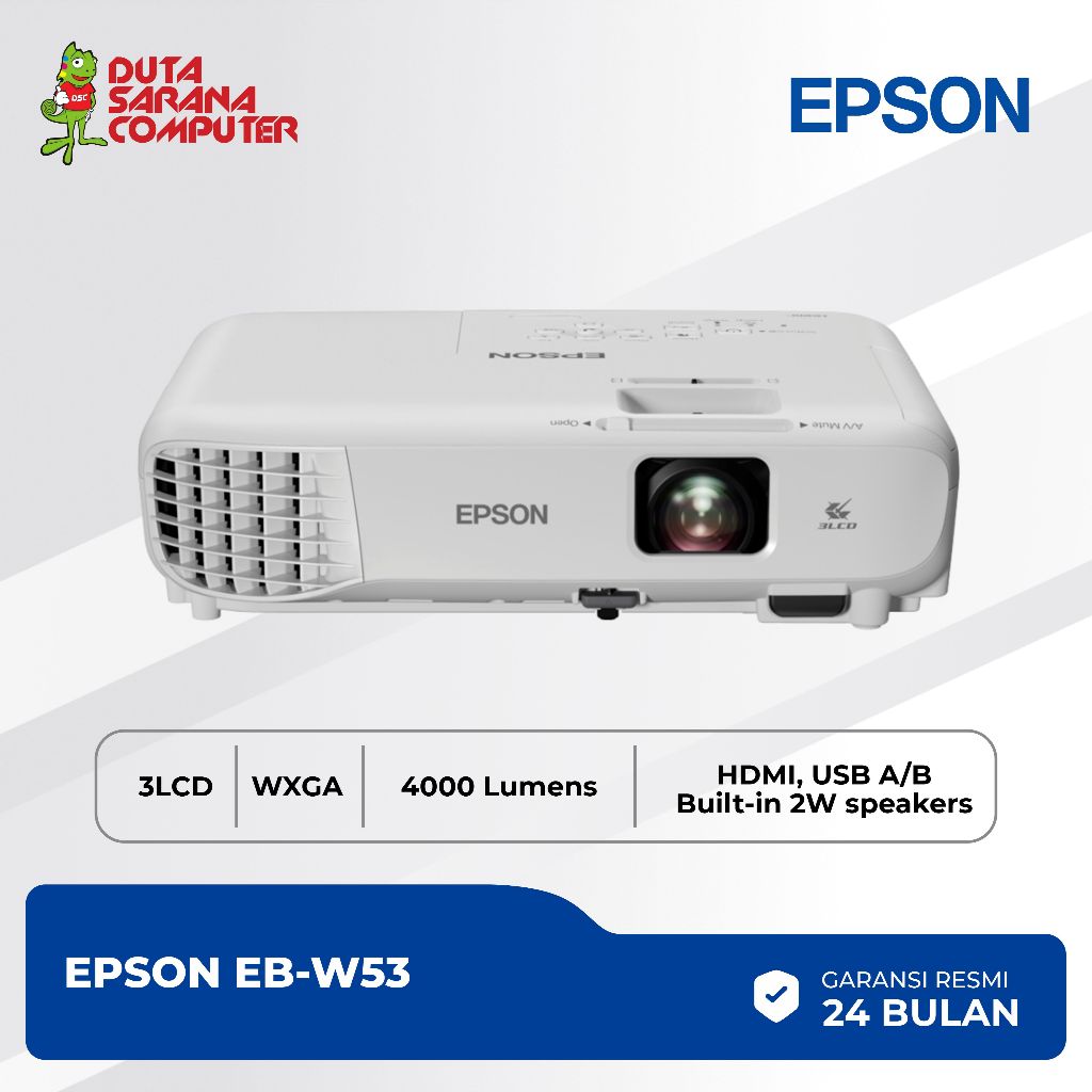 Jual EPSON Proyektor EB-W53 WXGA 3LCD 4000 Lumens HDMI USB A/B Speaker 2W Garansi Resmi 24 Bulan ...