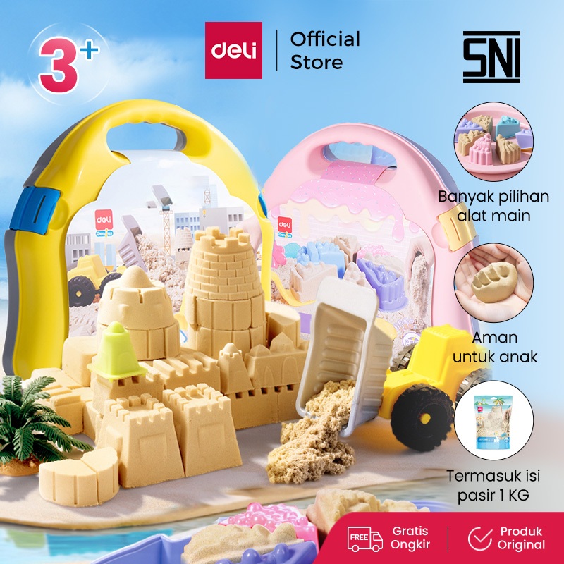 Jual Deli Genius Mainan Kinetic Sand Set Bentuk Makanan dan Bangunan ...