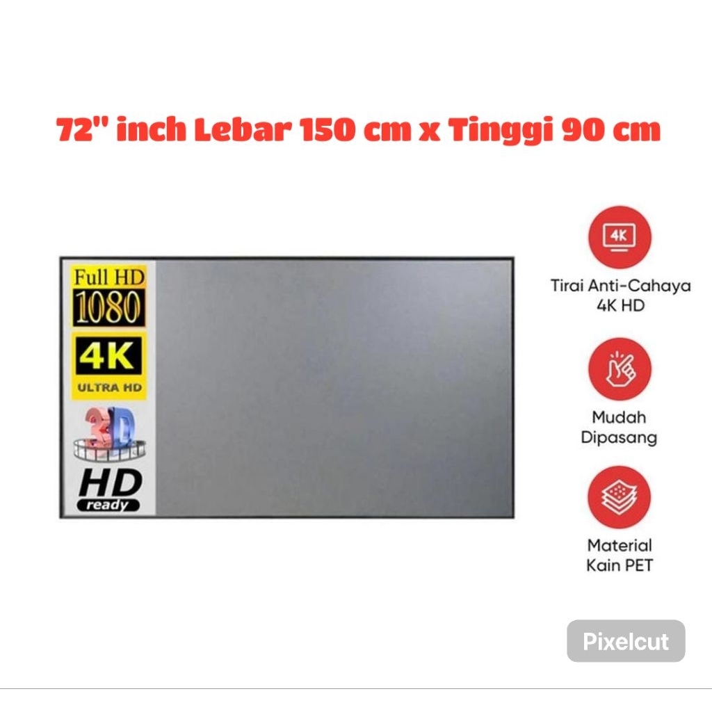 Jual Projector Screen 72" inch - Kain Layar Proyektor Lebar 150 cm x ...