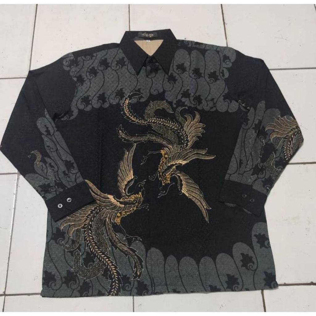Jual BATIK SERAT DOBBY PREMIUM 082 HITAM GOLD lapisan furing hero ...