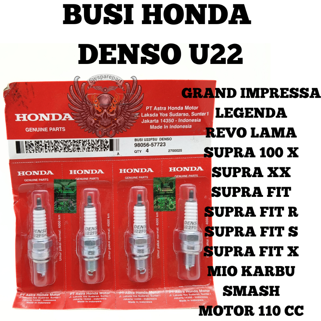 Jual ORIGINAL ( 100% ) BUSI HONDA DENSO U22 GRAND IMPRESSA LEGENDA REVO ...