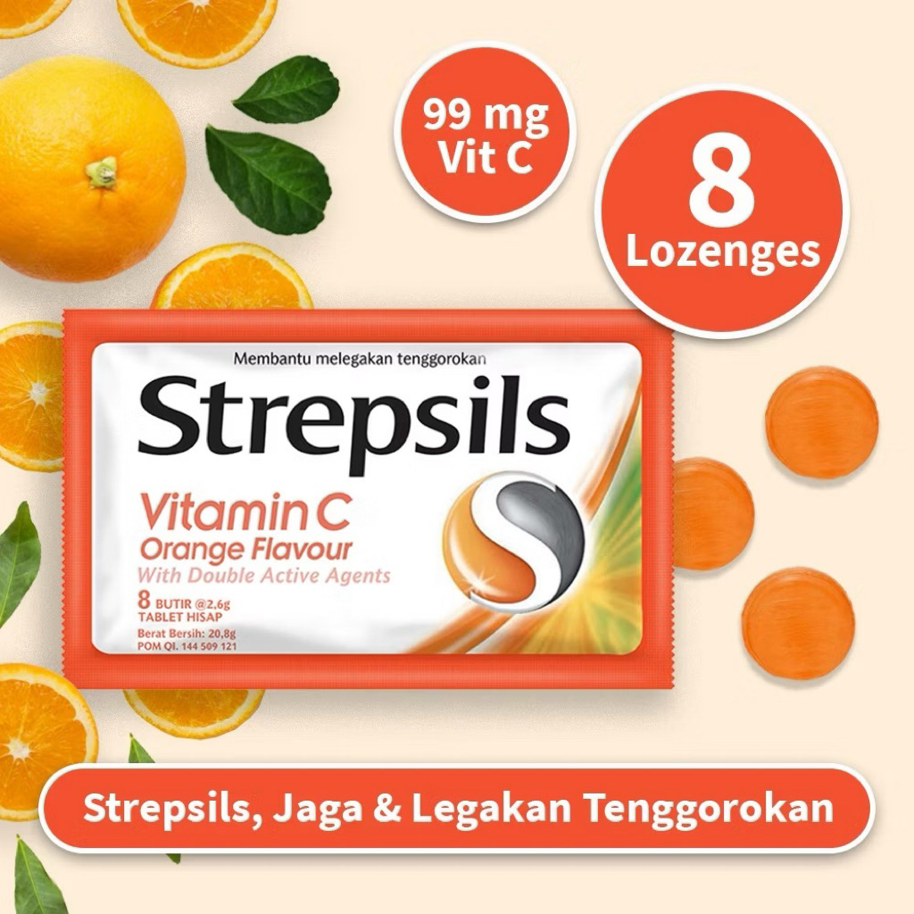 Jual Strepsils Sugar Free Rasa Vitamin C orange isi 8 butir x 12 Sachet ...