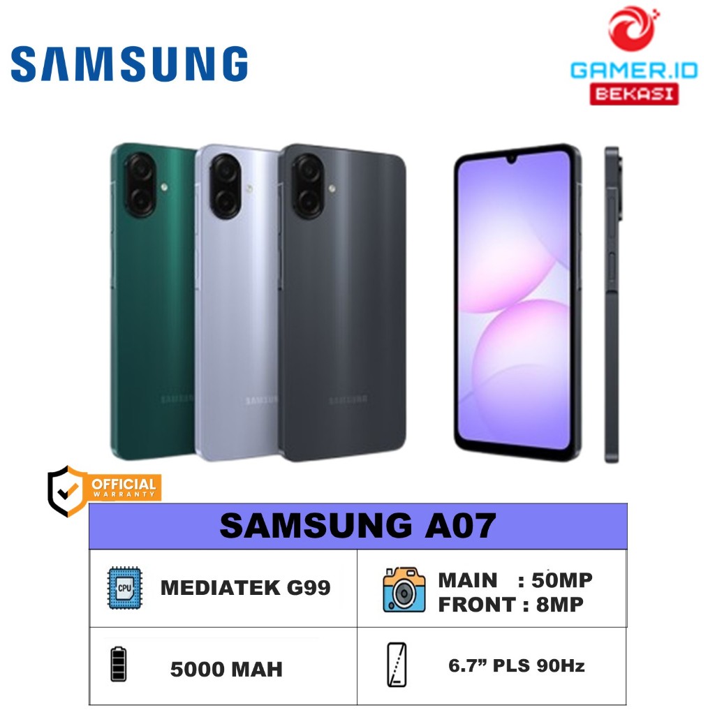 Jual SAMSUNG GALAXY A 07 6GB 128GB PRO GRADE KAMERA 50 MP FREE ADAPTER ...