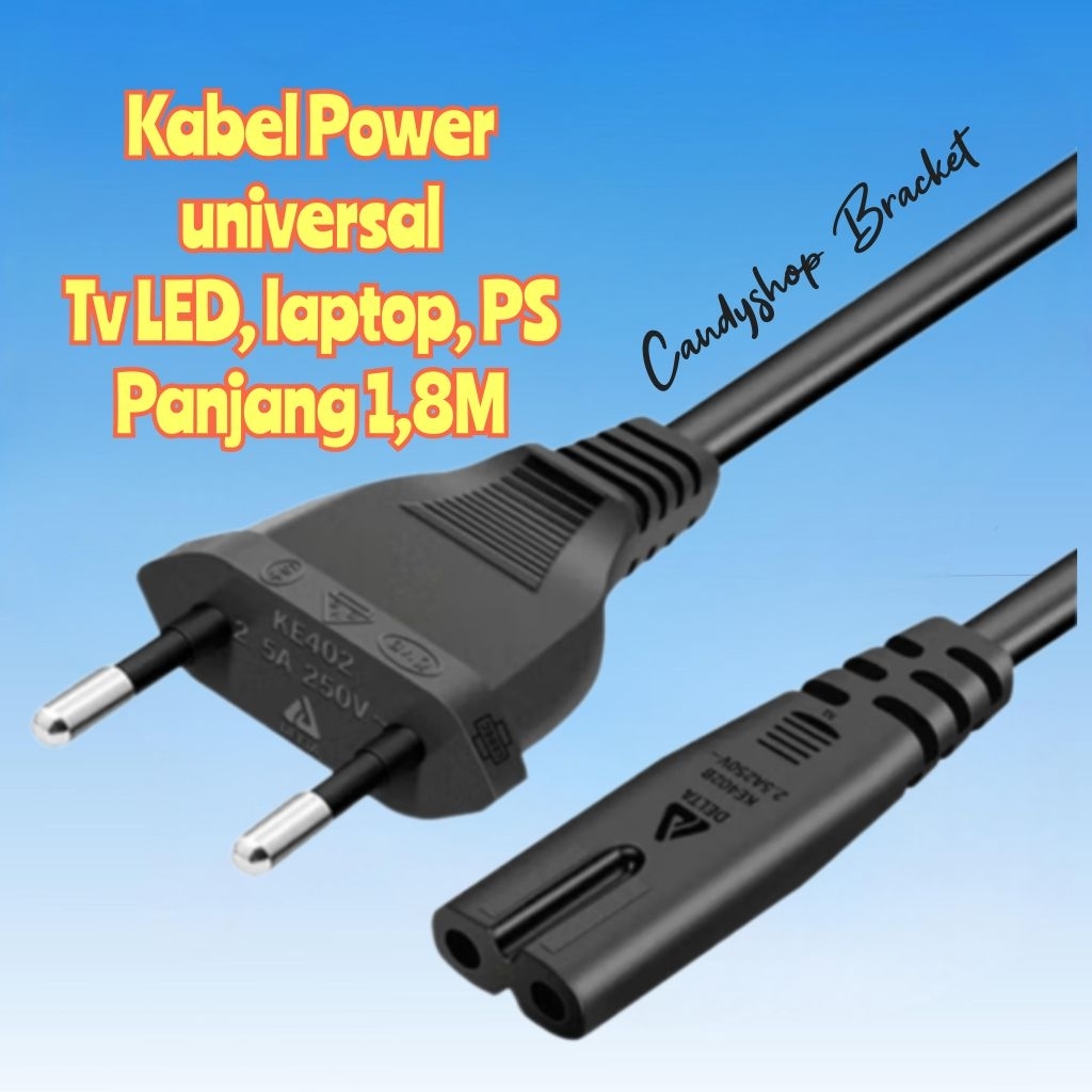 Jual kabel power TV led/laptop/ps universal angka 8 SNI | Shopee Indonesia