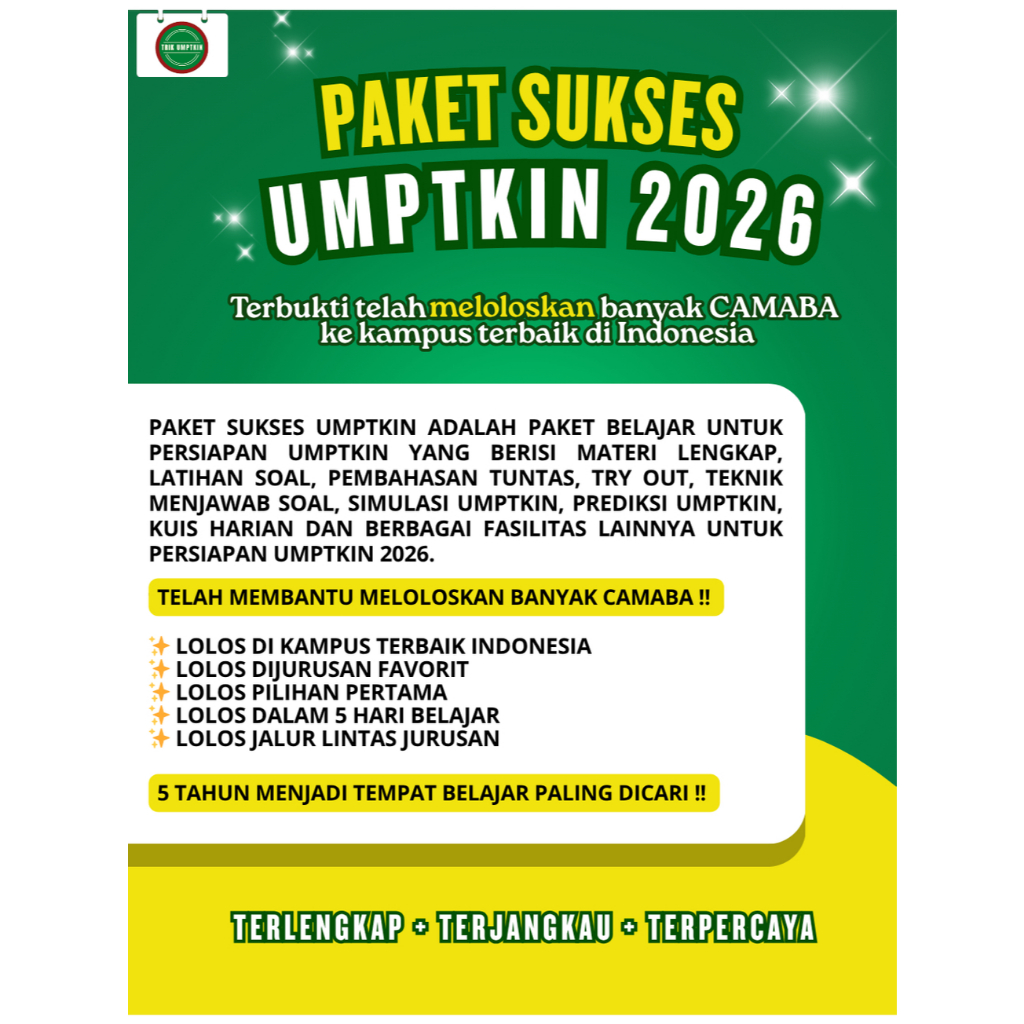 Jual PAKET BELAJAR UMPTKIN 2026 (TERBUKTI MELOLOSKAN, TERPERCAYA 5 ...