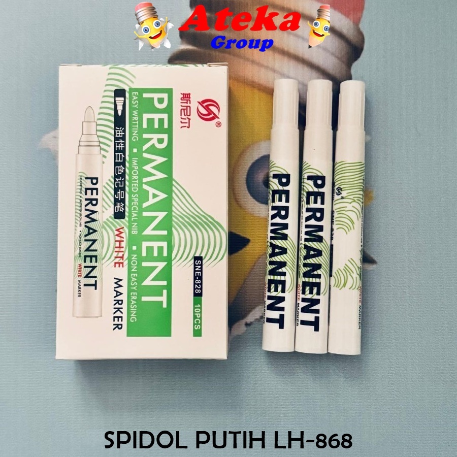 Jual [BOX/10PCS] SPIDOL PUTIH SNE-828 PERMANENT MARKER | Shopee Indonesia