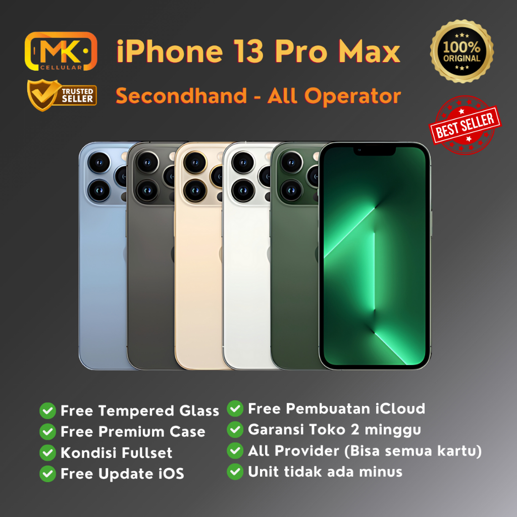 Jual Second iPhone 13 Promax 128GB 256GB | Fullset Lengkap | All ...