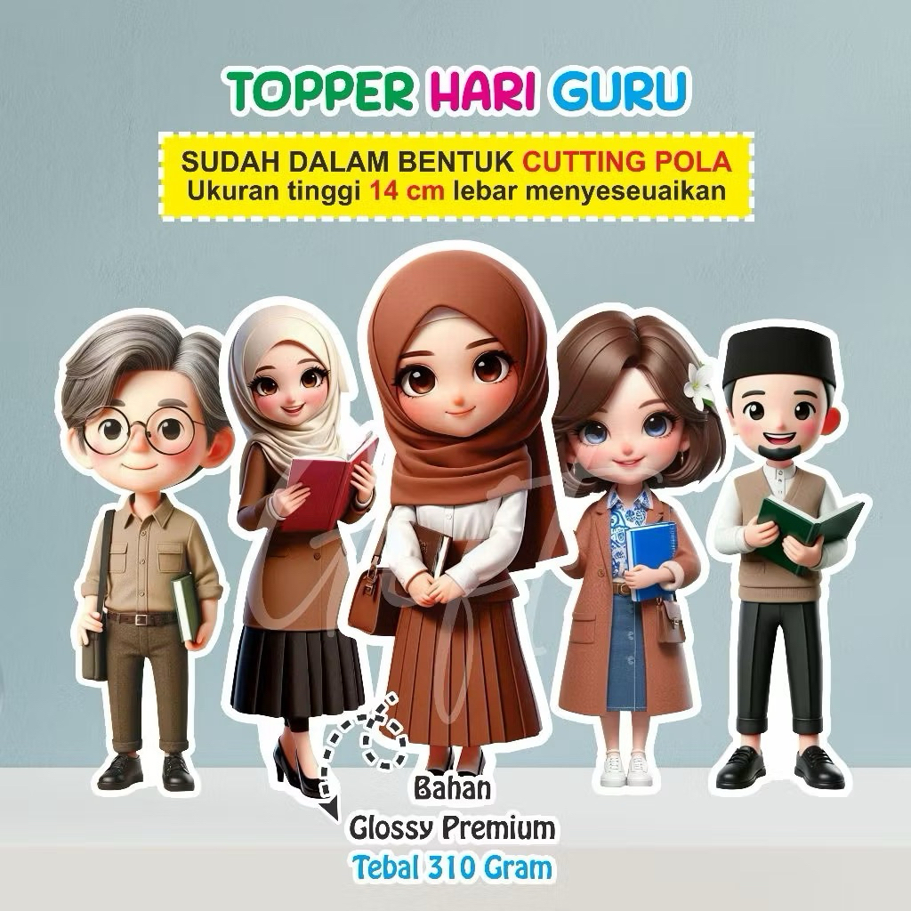 Jual BAANUN topper gambar guru hari guru topper hari guru topper buket ...