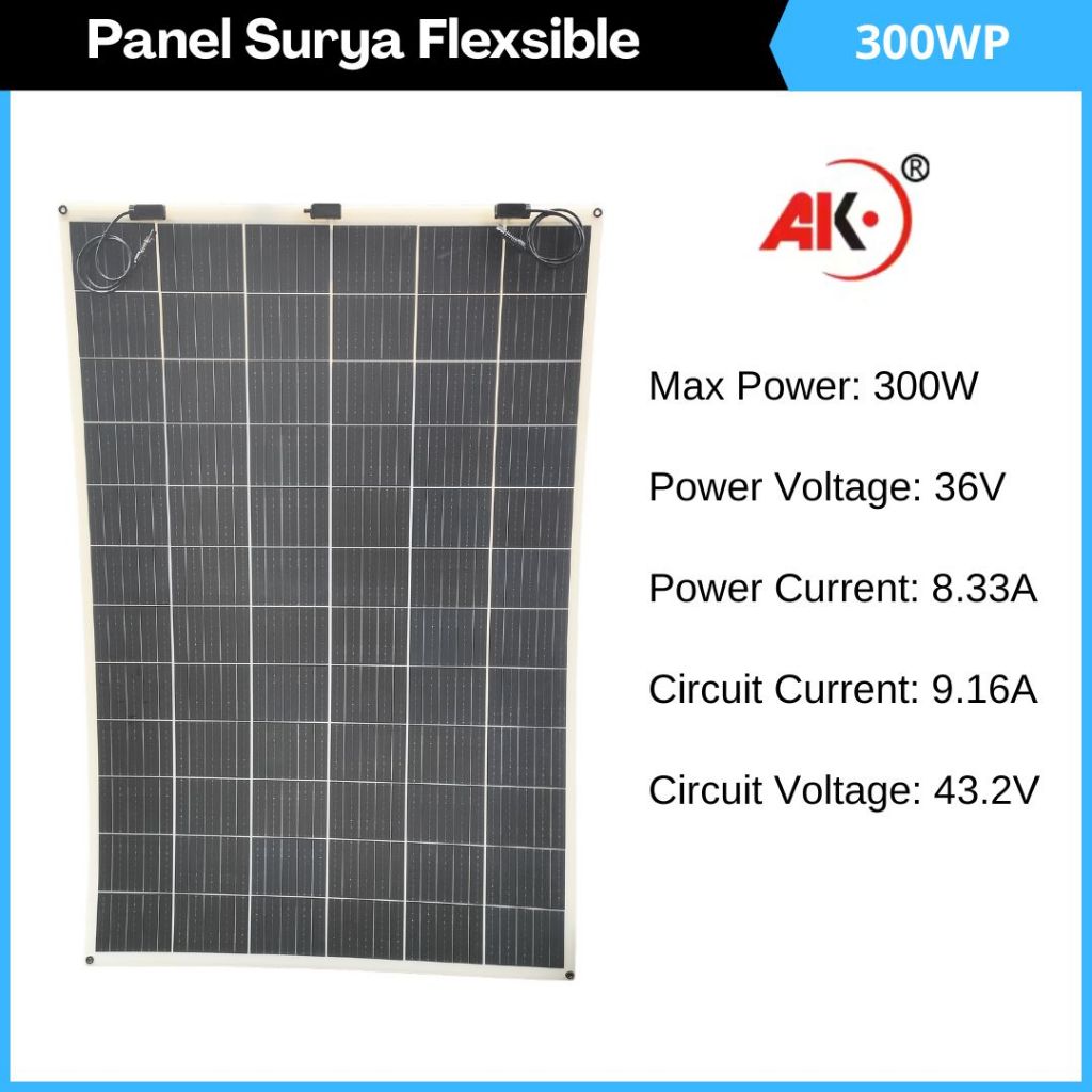 Jual AK Panel Surya 300W Flexible Solar Panel Monocrystaline IP67 Anti ...