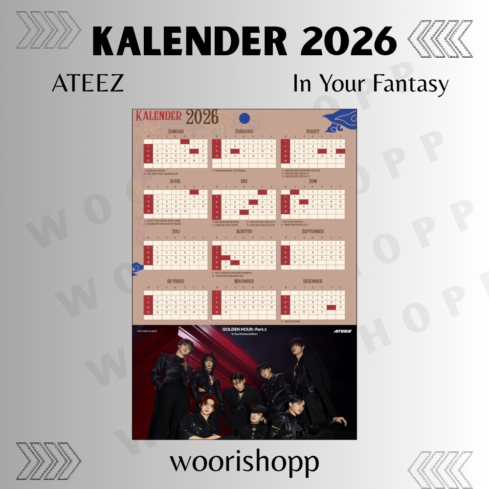 Jual 2026 KALENDER ATEEZ LEMON DROP LAMINASI 2SISI KPOP UNOFFICIAL ...