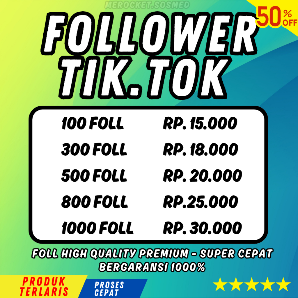 Jual FOLLOWERS TIKTOK Murah 1000 Follow Tik Tok TT Permanen Bergaransi ...
