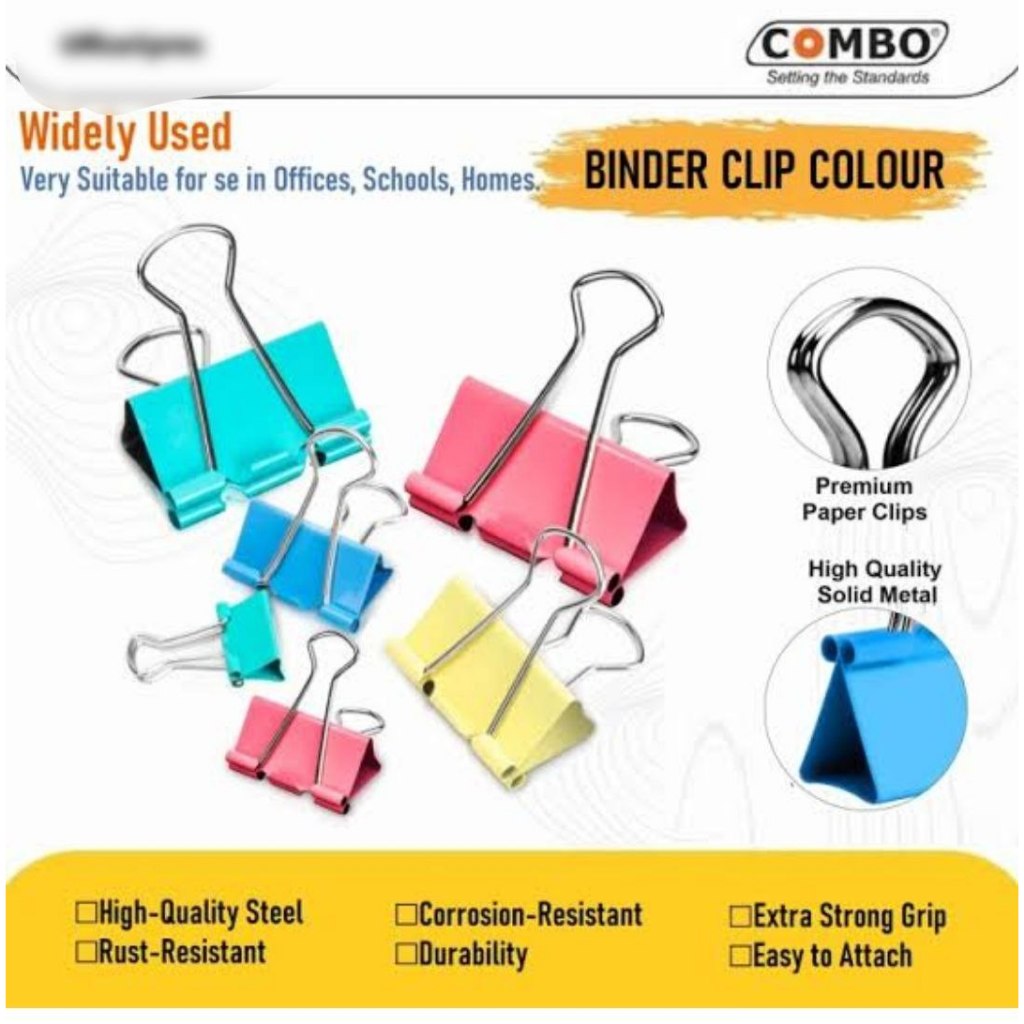 Jual Binder clip warna-warni Combo untuk menjepit lembar kertas atau ...