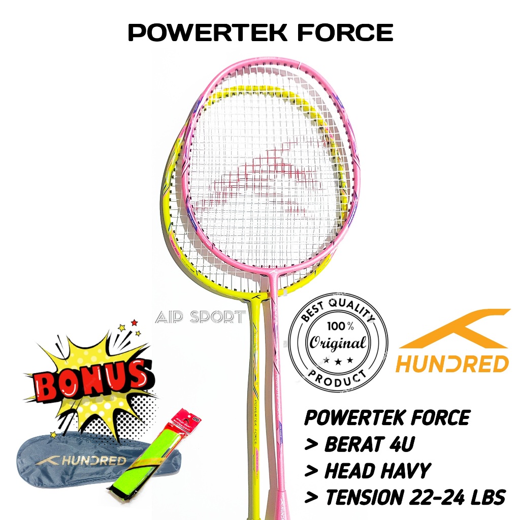 Jual Raket Badminton Hundred Powertek 2000 Pro Powertek Force Original ...