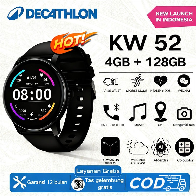 Jual Decathlon Smart watch KW52 Original with 2.0" HD AMOLED Display ...