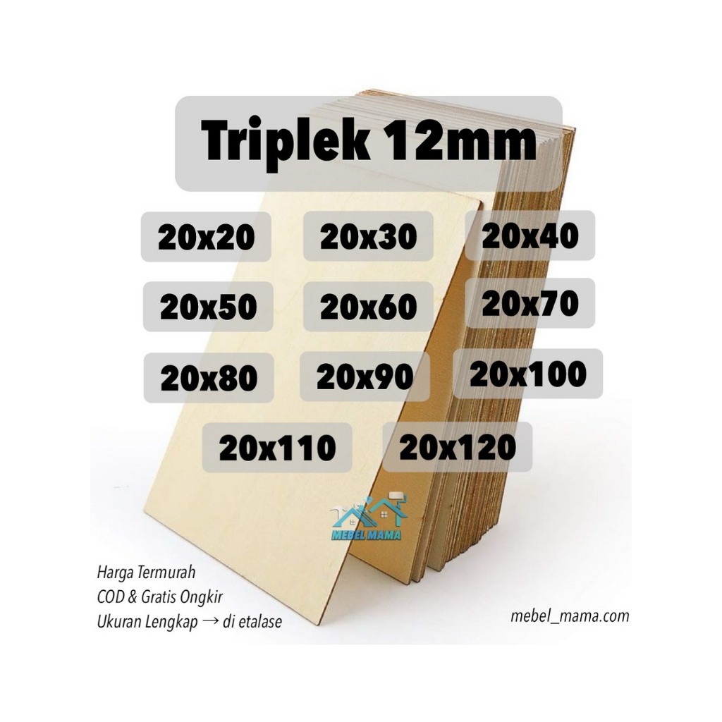 Jual Triplek 12mm lebar 20cm custom ukuran multiplek plywood | Shopee ...