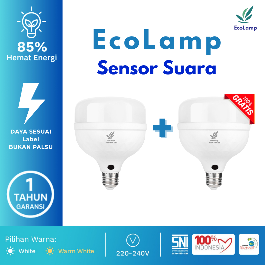 Jual [BUY 1 GET 1] ECOLAMP Lampu LED Otomatis Sensor Suara 220V – Hemat ...