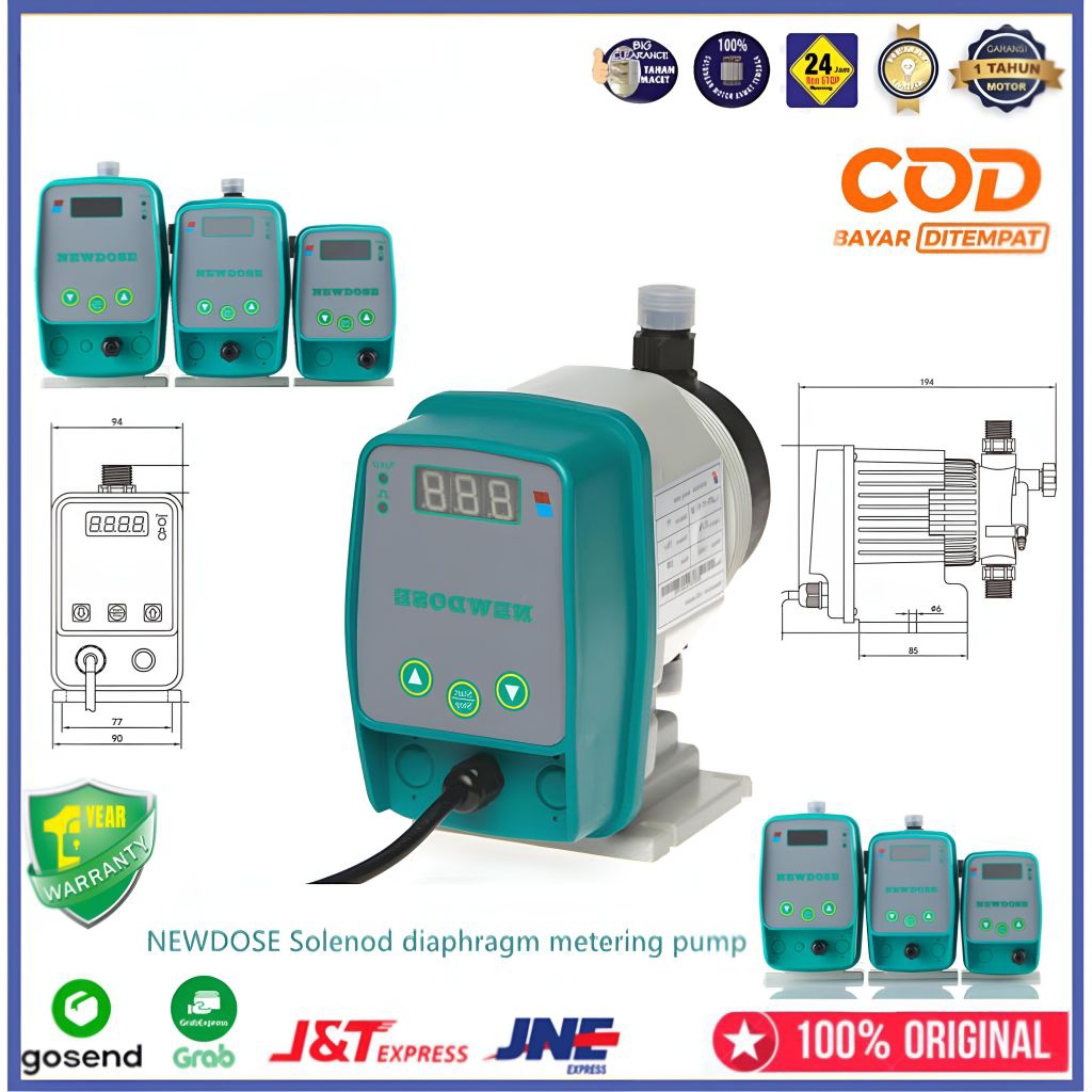 Jual Dosing Pump newdose 12lph pompa kimia chemical pump 12 lph 7bar ...