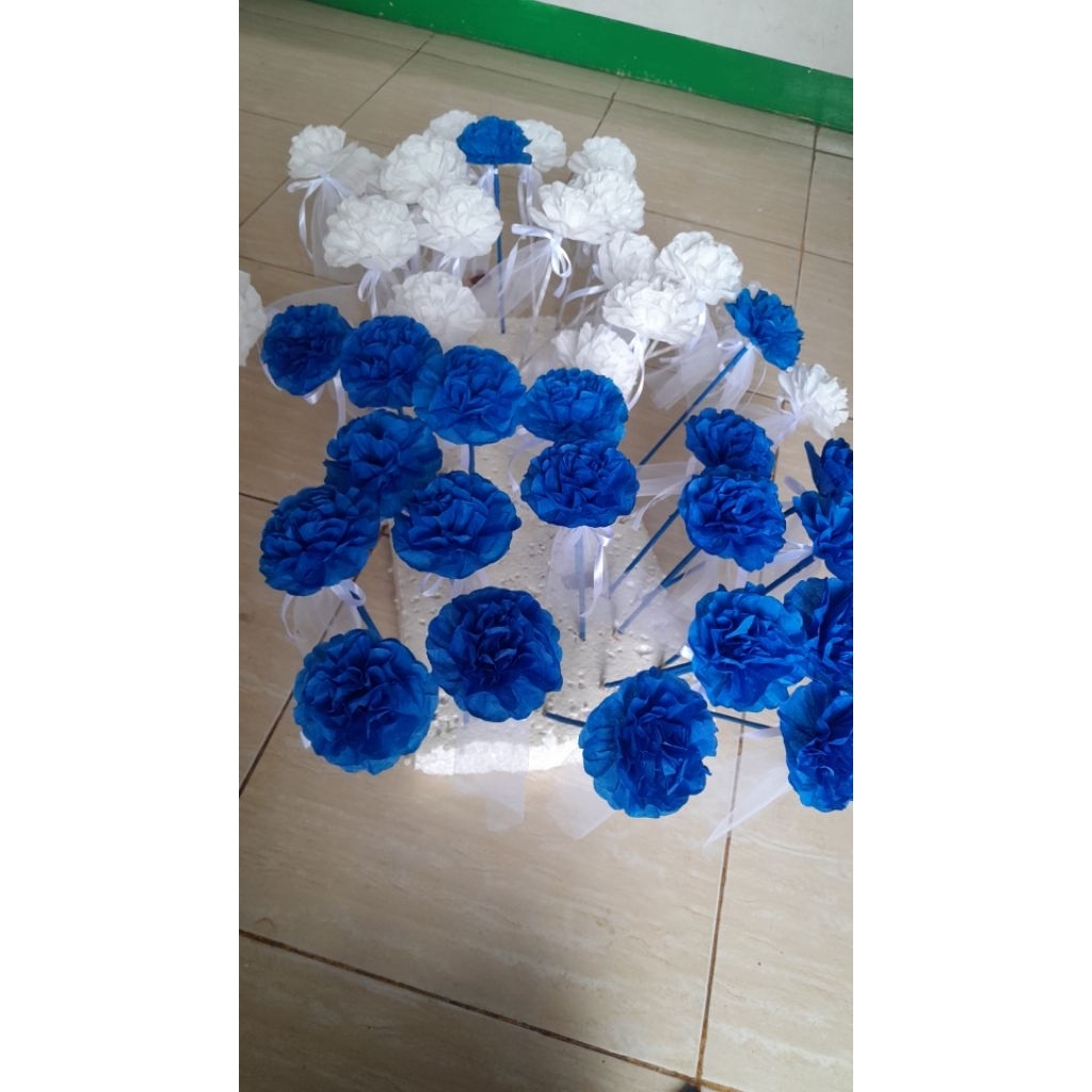 Jual READY PROMO TERMURAH bunga telur warna biru elektrik/biru tua ...