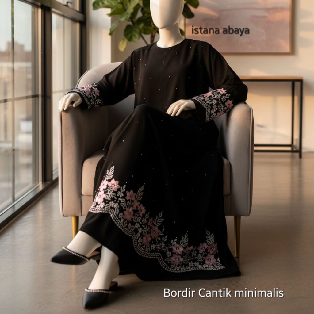 Jual promo abaya Bordir cantik code 720 pth pink | Shopee Indonesia