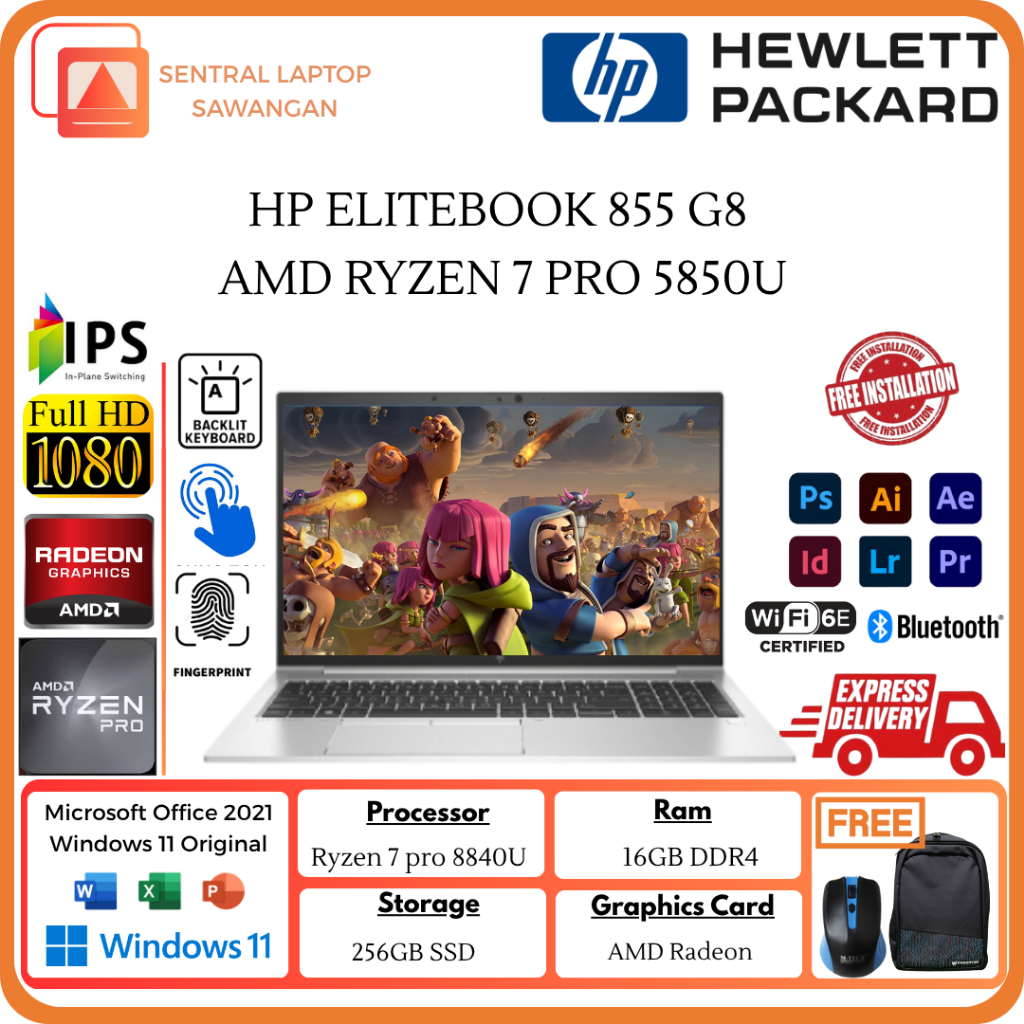 Jual Laptop Touchscreen HP Elitebook 855 G8 AMD Ryzen 7 PRO 5850U 16GB ...