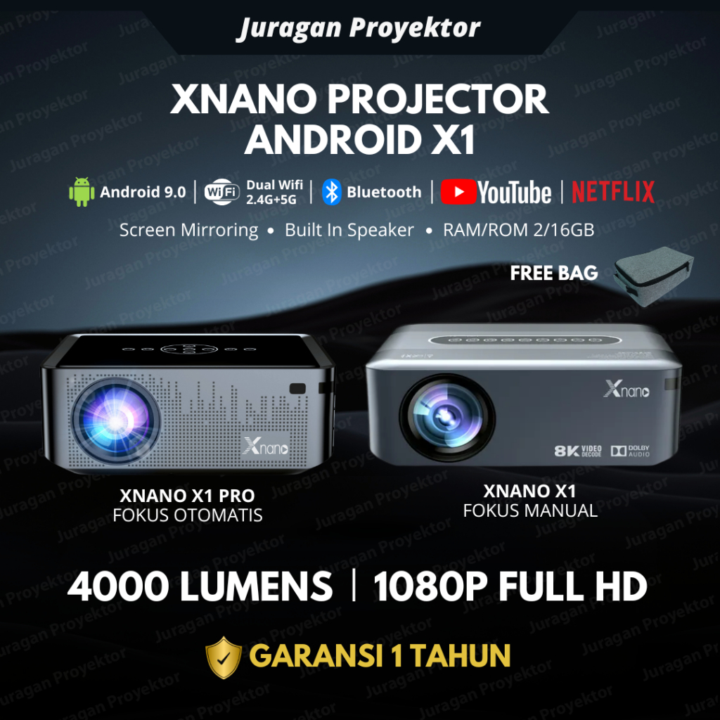 Jual Proyektor LED XNANO X1 PRO Android Wifi 4000 Lumens | Projector ...