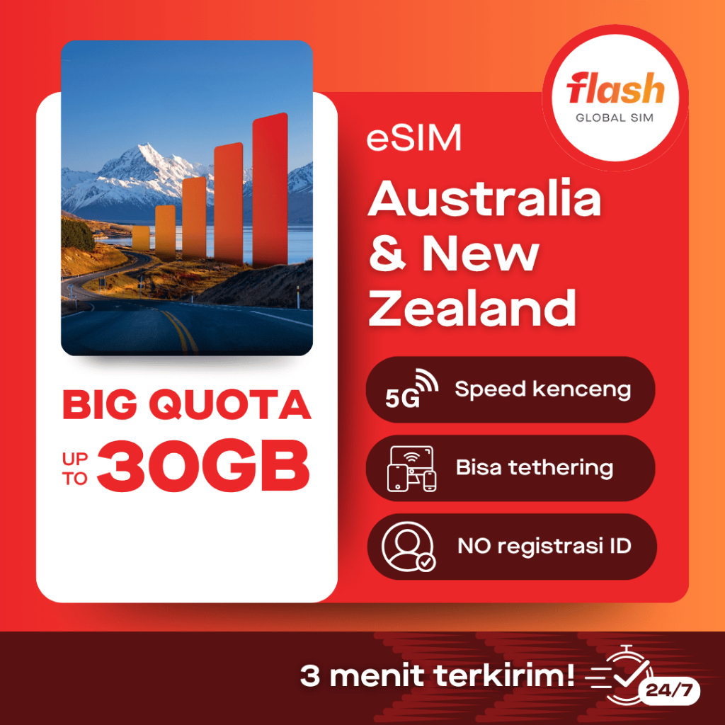 Jual Flash Global eSIM Australia & New Zealand Big Quota (eSim New ...