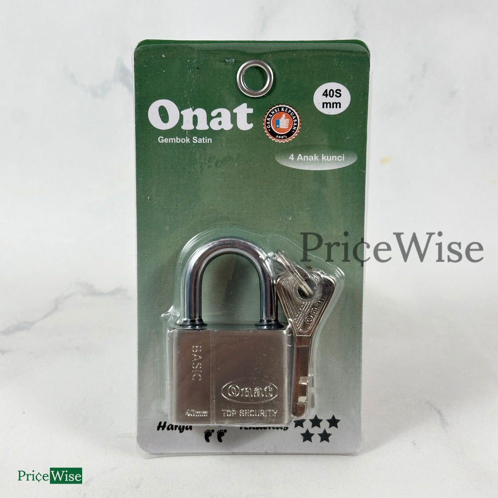 Jual Gembok Nikel Satin 40 mm Pendek Onat / Heavy Duty Padlock 40mm ...