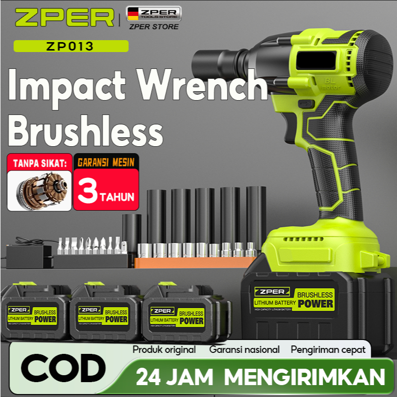 Jual ZPER Cordless Impact Wrench Brushless impact baterai wrench Mobil ...