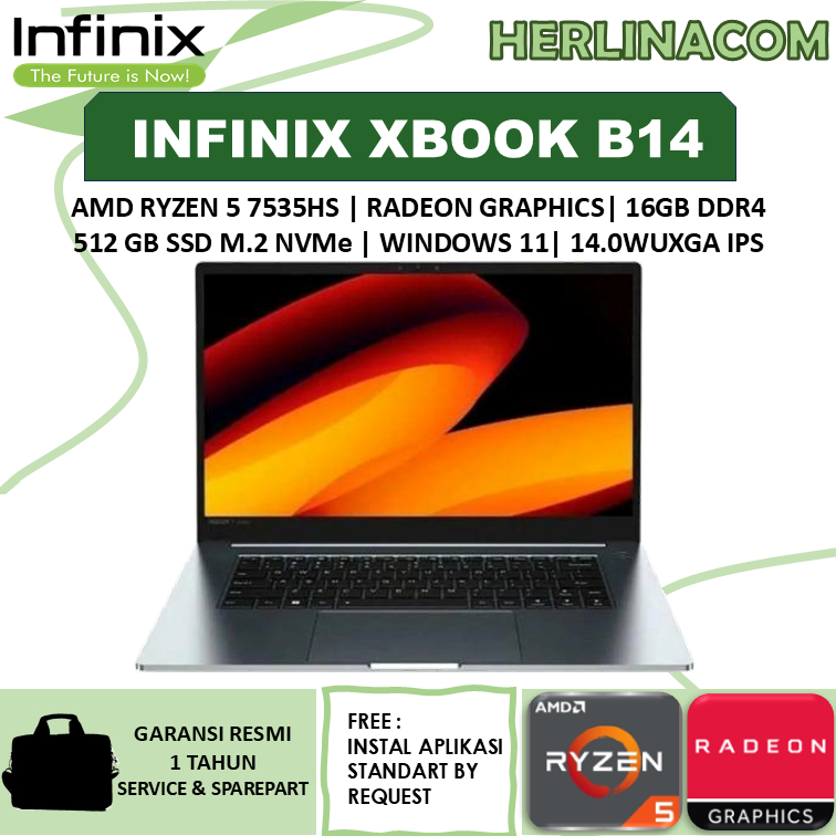 Jual INFINIX Laptop XBook B14 AMD Ryzen 5 7535HS 16GB 512GB ssd 14 ...