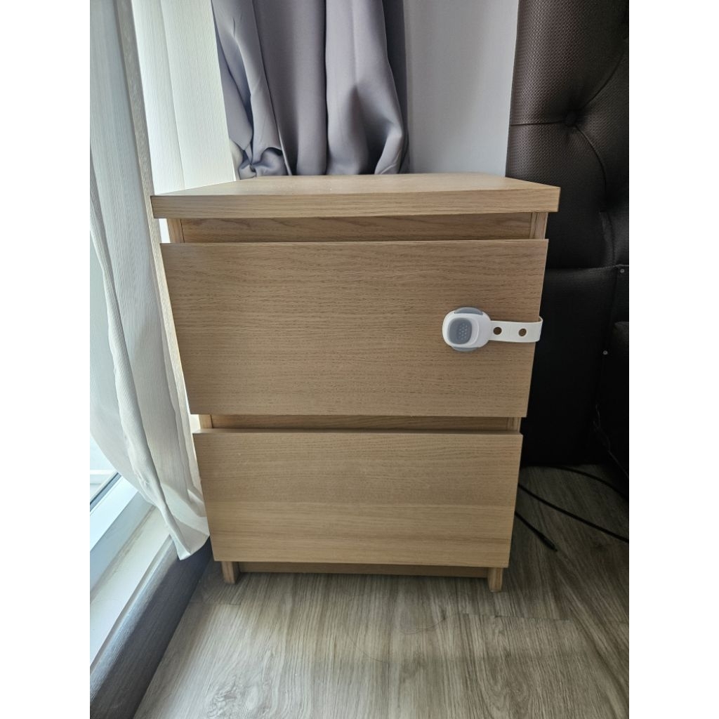 Jual Side Table IKEA MALM 2 Laci 40x55 cm – Warna Oak, Kondisi Mulus ...