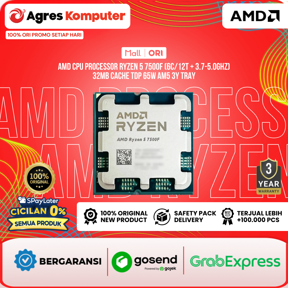 Jual [FREE THERMAL PASTE] AMD CPU PROCESSOR RYZEN 5 7500F (6C/12T + 3.7 ...